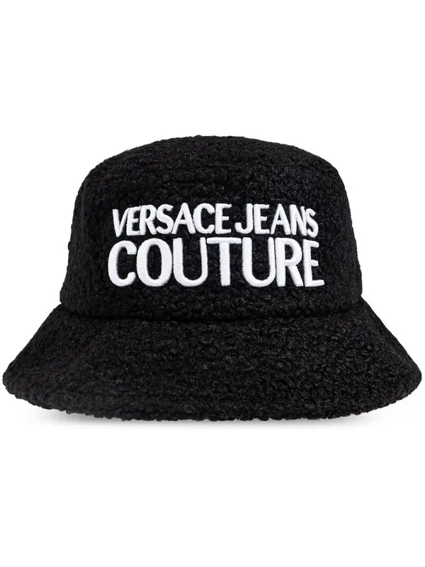Versace Embroidered Logo Bucket Hat - Black