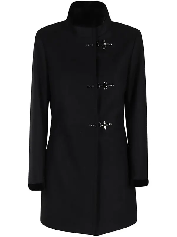 FAY Virginia Thigh-length Wool Coat - Black