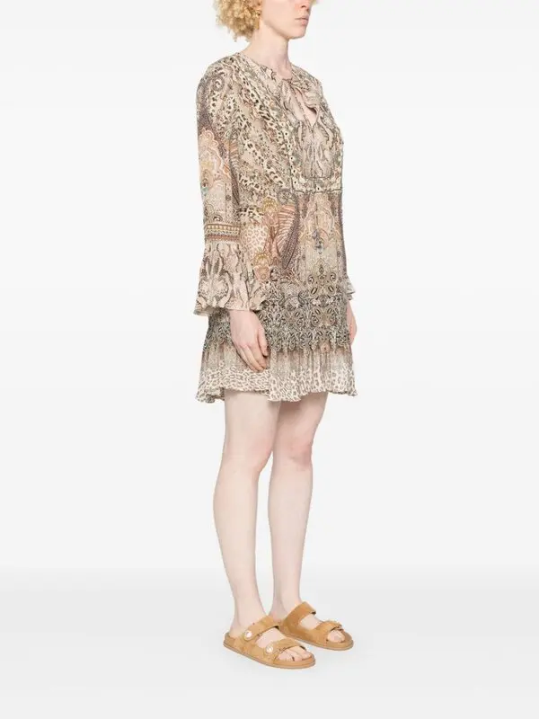 Camilla Frilled Mini Dress In Brown - 47% Off | Editorialist