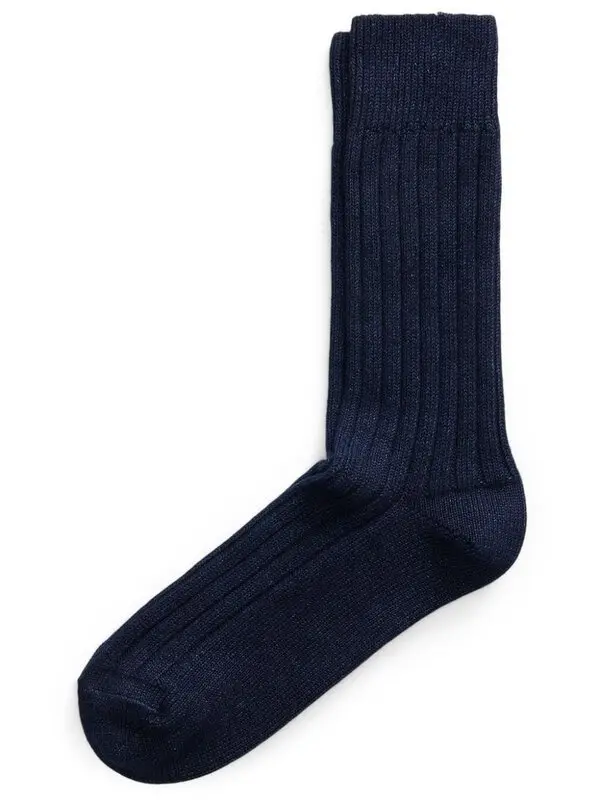 Ralph Lauren Ribbed Knit Crew Socks - Blue