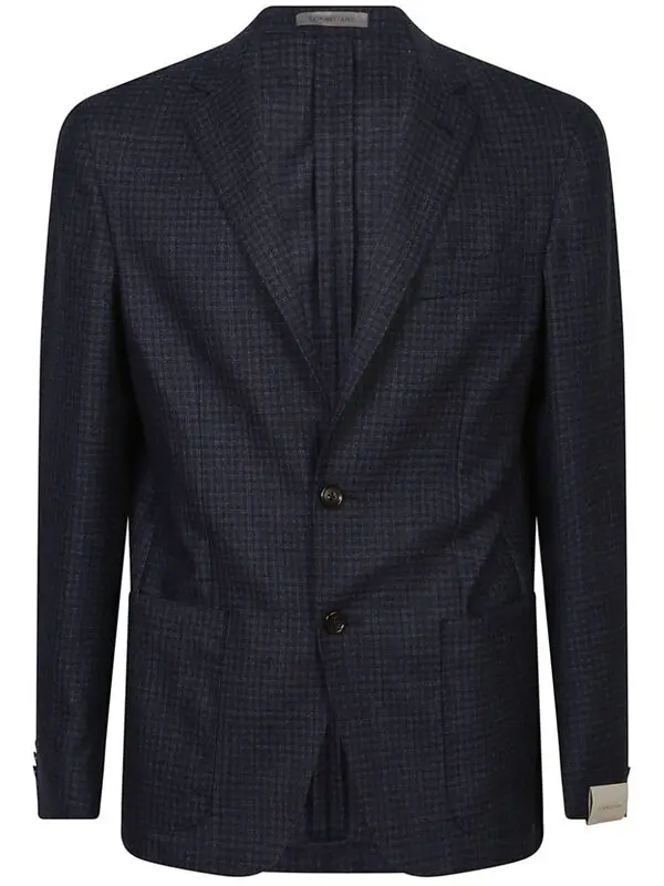 Corneliani Checked Wool Blazer - Blue