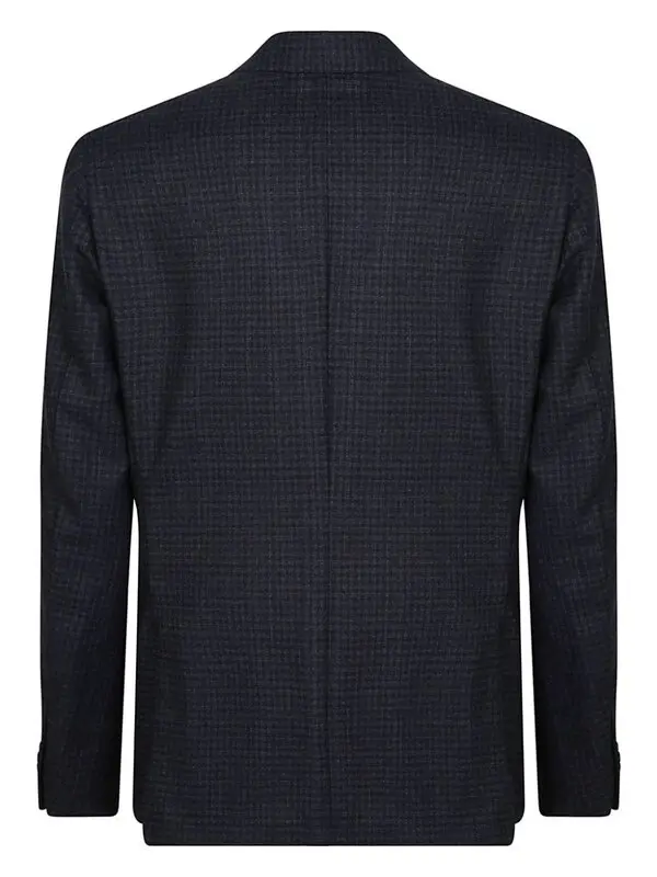Corneliani Checked Wool Blazer - Blue