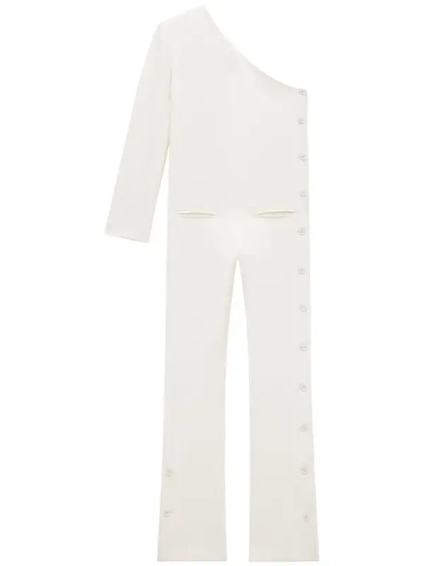 COURREGES Asymmetric Crepe Jumpsuit - White