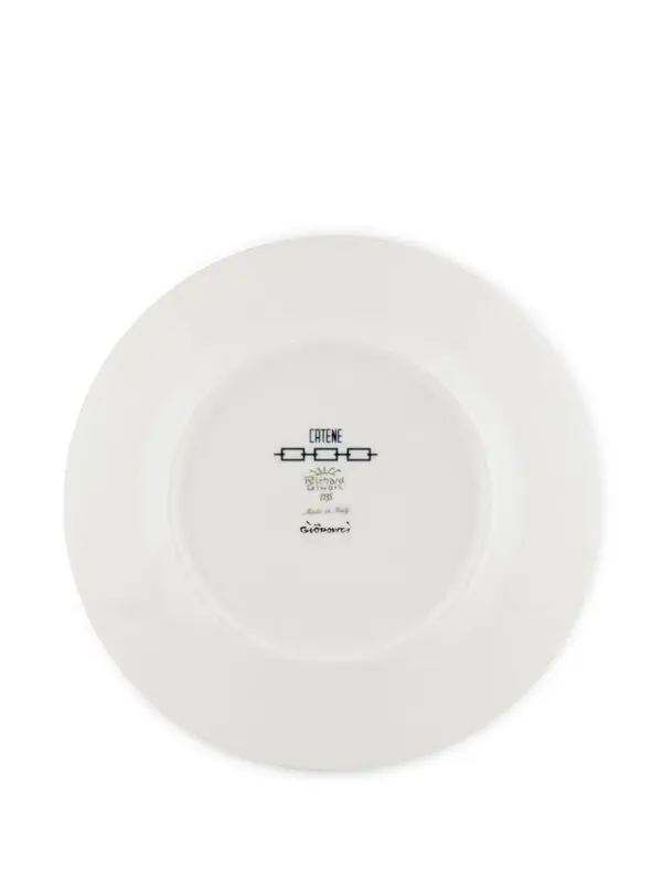 GINORI 1735 Catene Nero Dessert Plate - White
