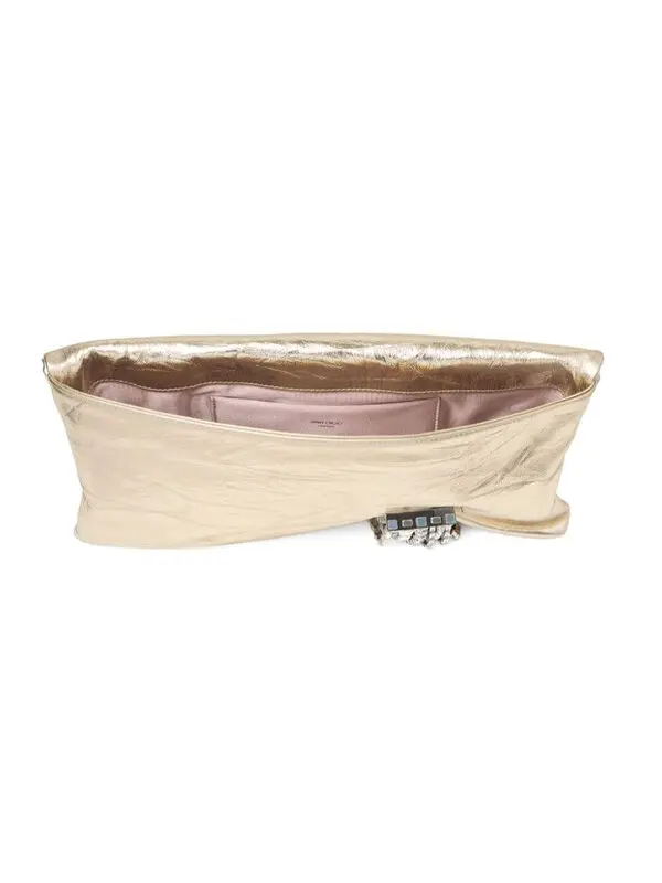 JIMMY CHOO Metallic Leather Zandra Clutch