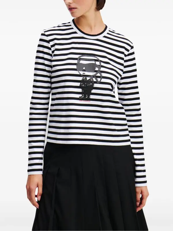 Karl Lagerfeld Ikon Striped Long-sleeve T-shirt - Black