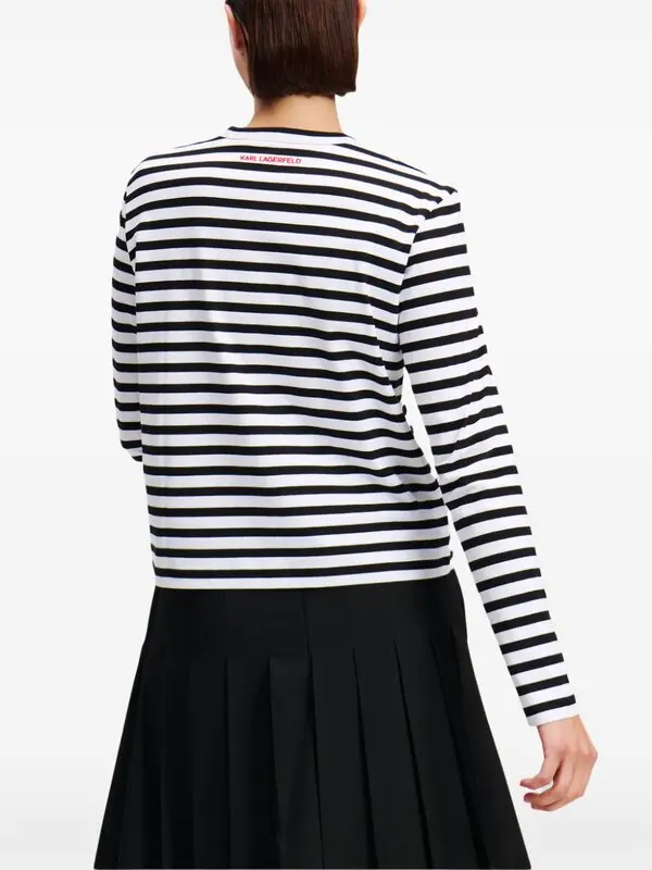 Karl Lagerfeld Ikon Striped Long-sleeve T-shirt - Black