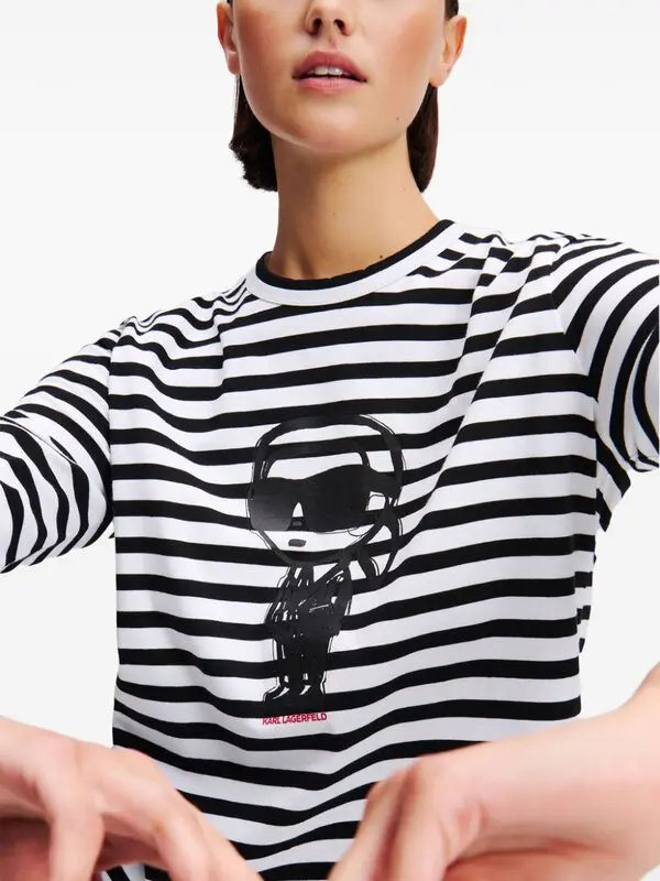 Karl Lagerfeld Ikon Striped Long-sleeve T-shirt - Black