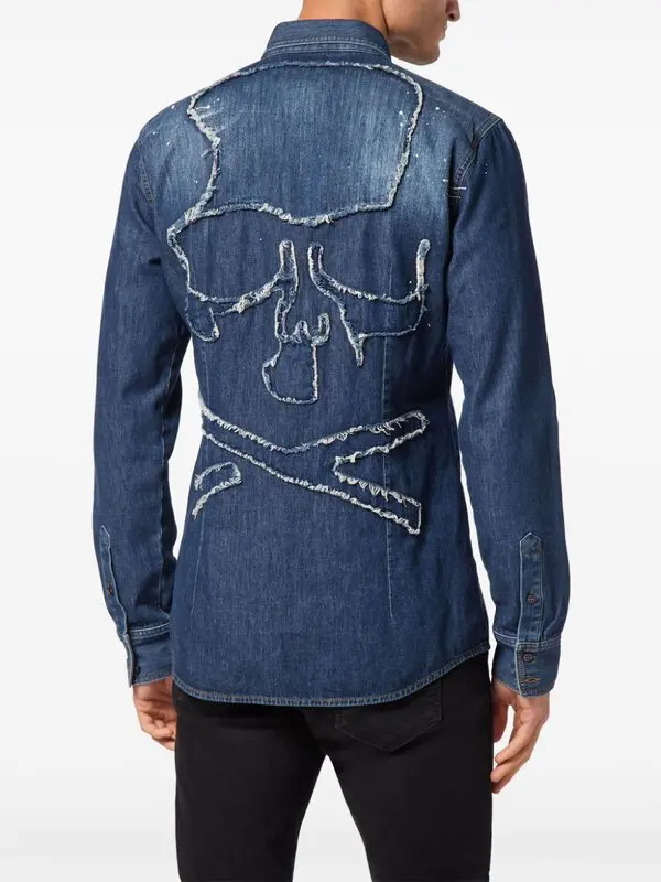 Philipp Plein Denim Long-sleeved Shirt - Blue
