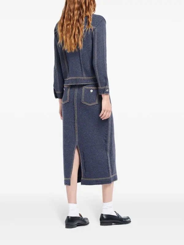 BARRIE Knitted Midi Skirt - Blue