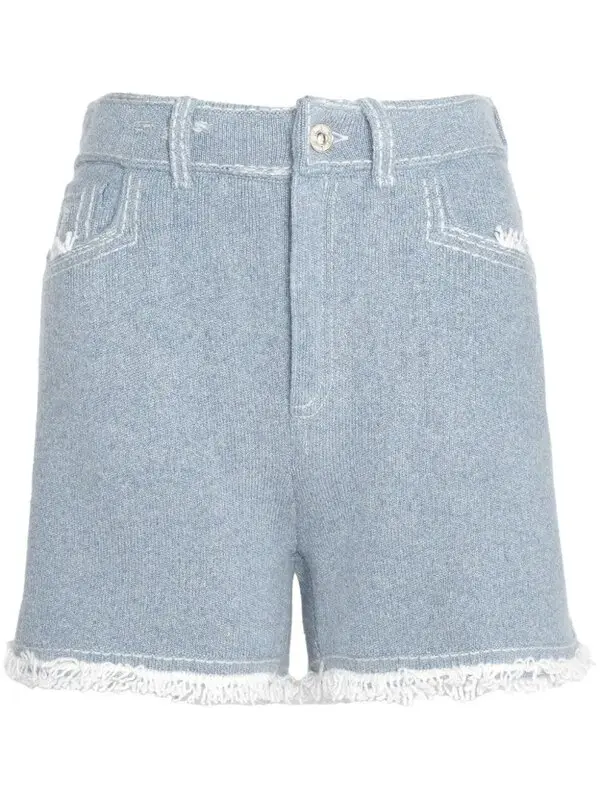 BARRIE Fine-knit Thigh-length Shorts - Blue