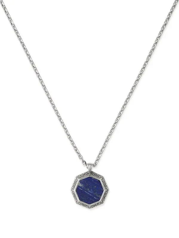 Emanuele Bicocchi Octagon Lapis Lazuli Pendant Necklace - Silver