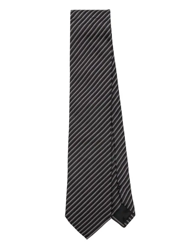 LANVIN Striped Neck Tie - Black