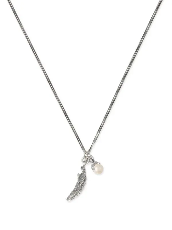 Emanuele Bicocchi Piuma Pendant Pearl Necklace - Silver