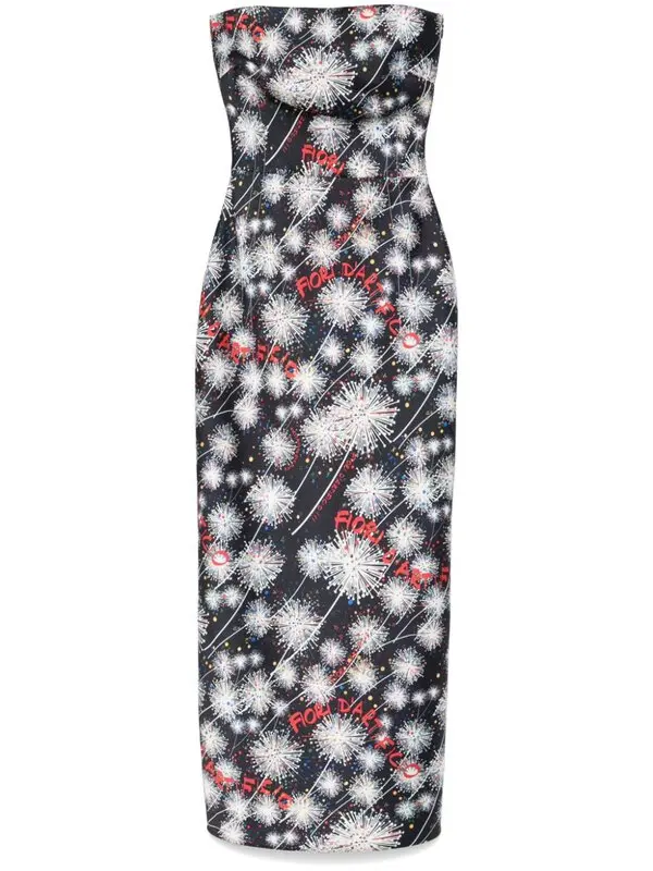 ALESSANDRO ENRIQUEZ Fireworks-print Midi Dress - Black