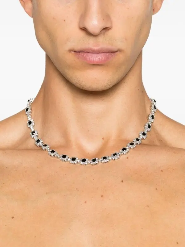 DARKAI Studded Crystal Necklace - Silver