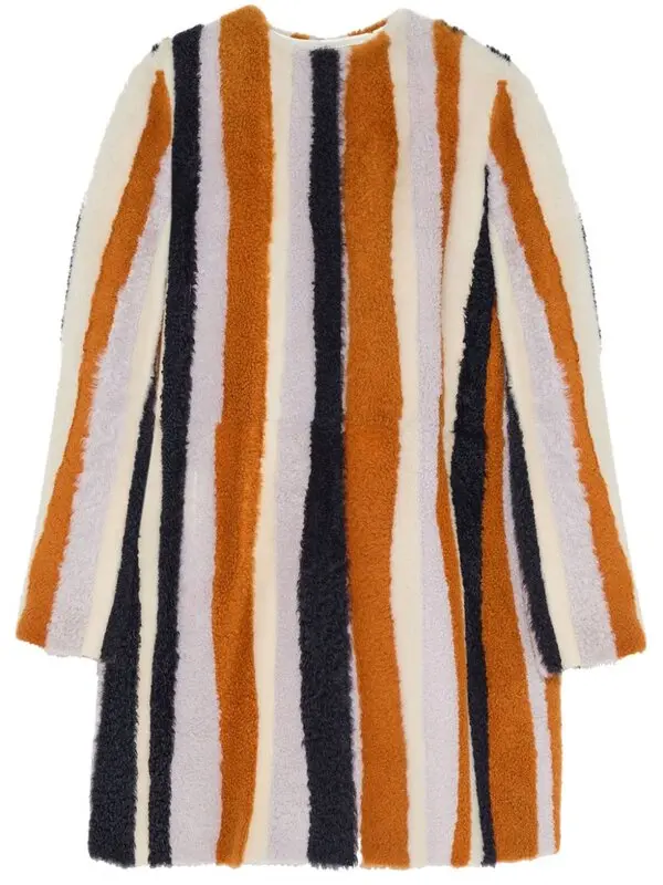YVES SALOMON Wavy-intarsia Lacon Coat - Orange