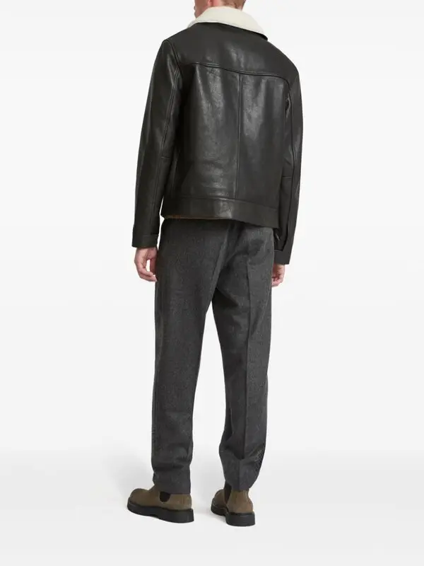 YVES SALOMON Shearling Collar Leather Jacket