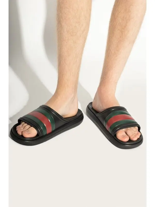 Gucci Web-stripe Slides - Black