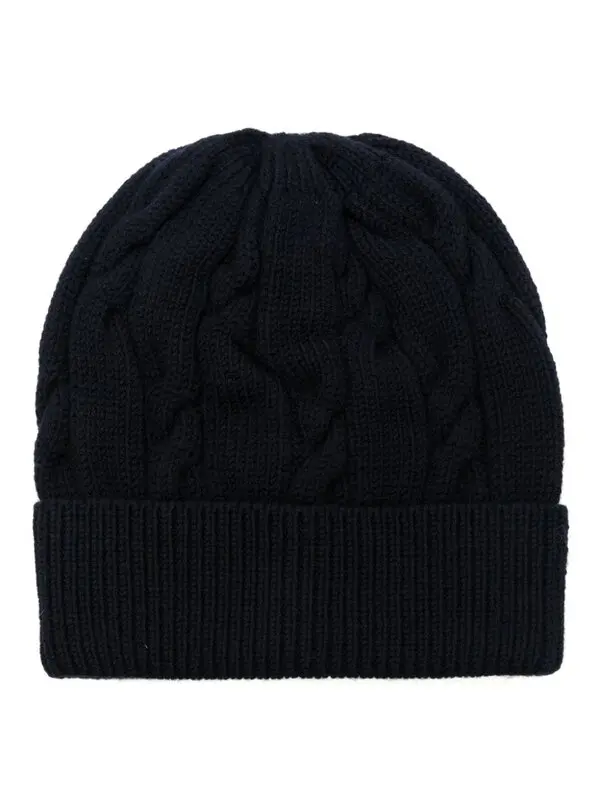 Peserico Cable-Knit Beanie In Blue - 16% Off | Editorialist display picture 2