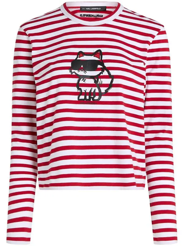 Karl Lagerfeld Ikon Stripe-print T-shirt - Red