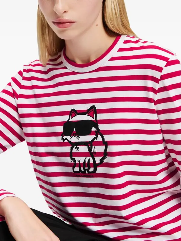 Karl Lagerfeld Ikon Stripe-print T-shirt - Red