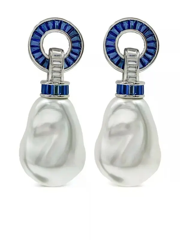 JUWELINA PARIS Baroque Pearl Drop Earrings - Silver