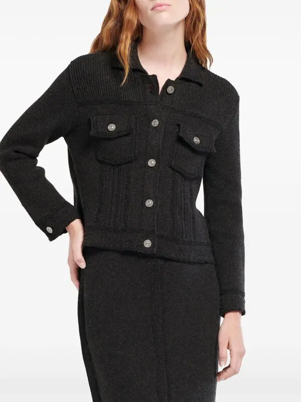 BARRIE Contrast-stitch Knitted Jacket - Black
