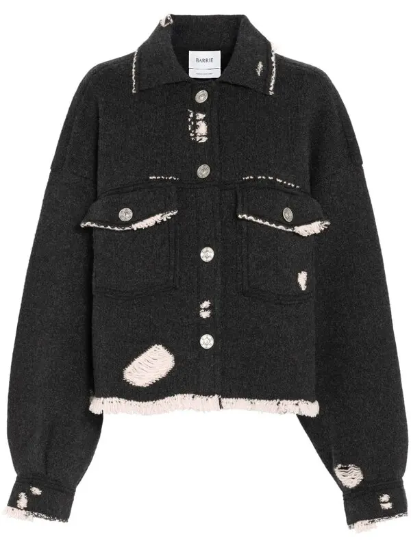 BARRIE Fringed Denim Jacket - Black