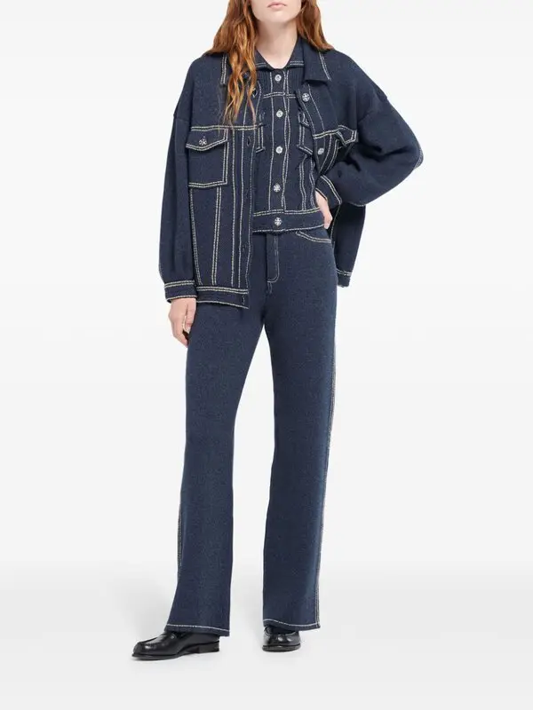 BARRIE Contrast-stitching Denim-effect Jacket - Blue