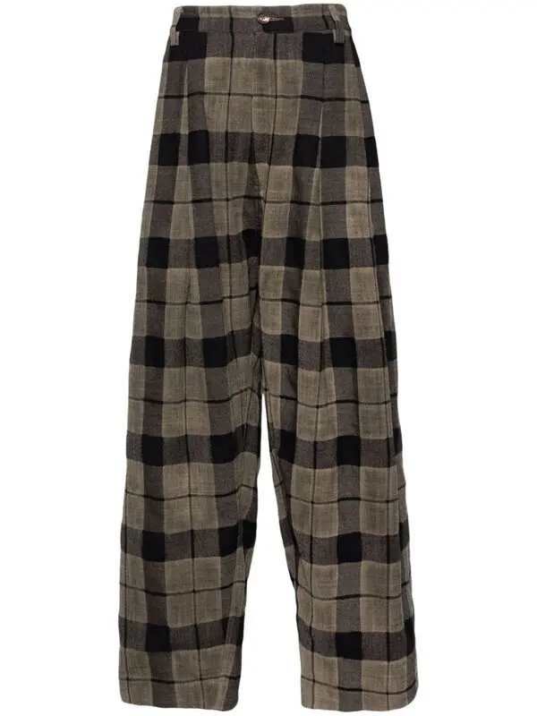 ZIGGY CHEN Checked Straight-leg Trousers
