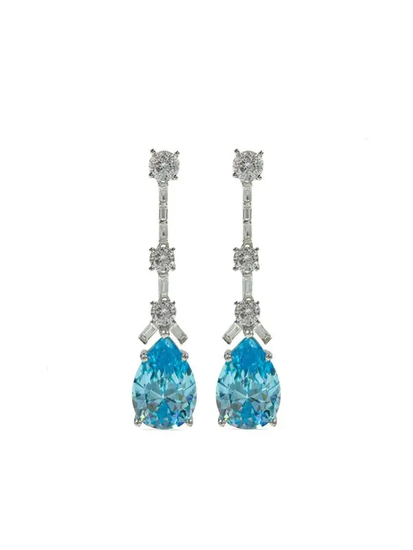 JUWELINA PARIS Aquamarine Drop Earrings - Silver
