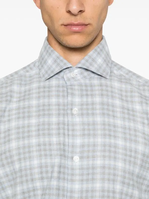 BARBA NAPOLI Checked Shirt - Blue