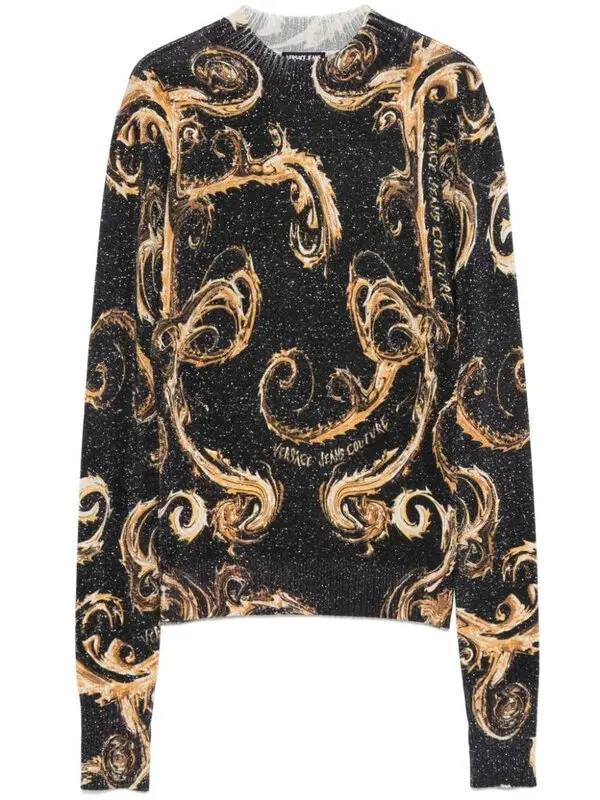 Versace Chromo Couture-print Sweater - Black