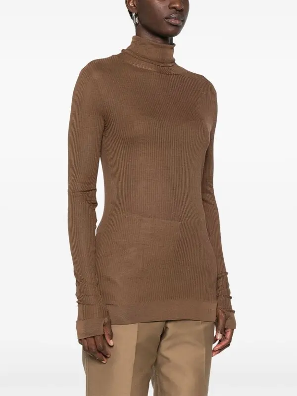 LEMAIRE High-neck Sweater - Brown