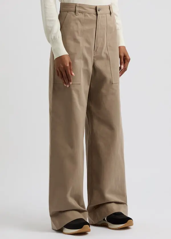 Moncler Wide-leg Stretch-cotton Trousers