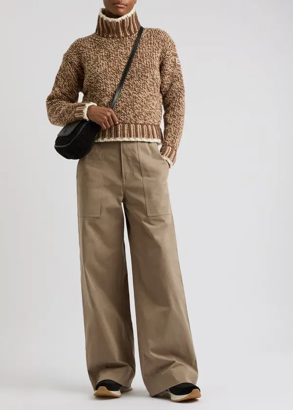 Moncler Wide-leg Stretch-cotton Trousers