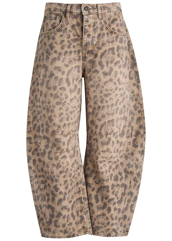 Free People Print Barrel-leg Jeans