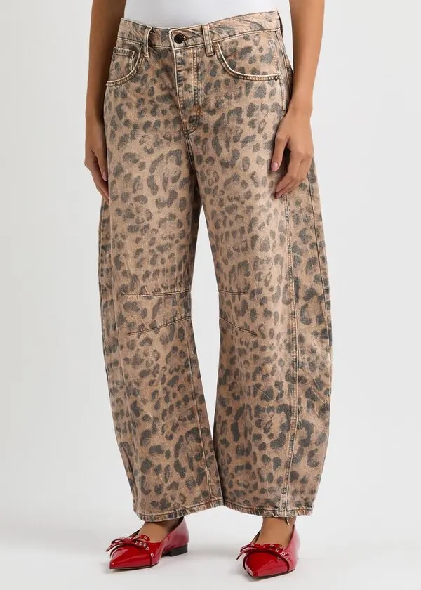 Free People Print Barrel-leg Jeans