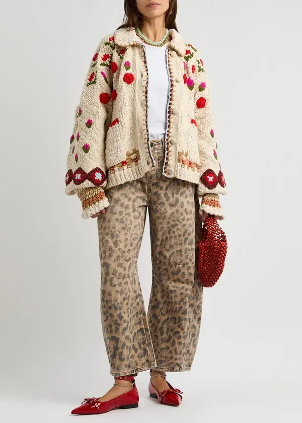 Free People Rosebud Embroidered Cardigan