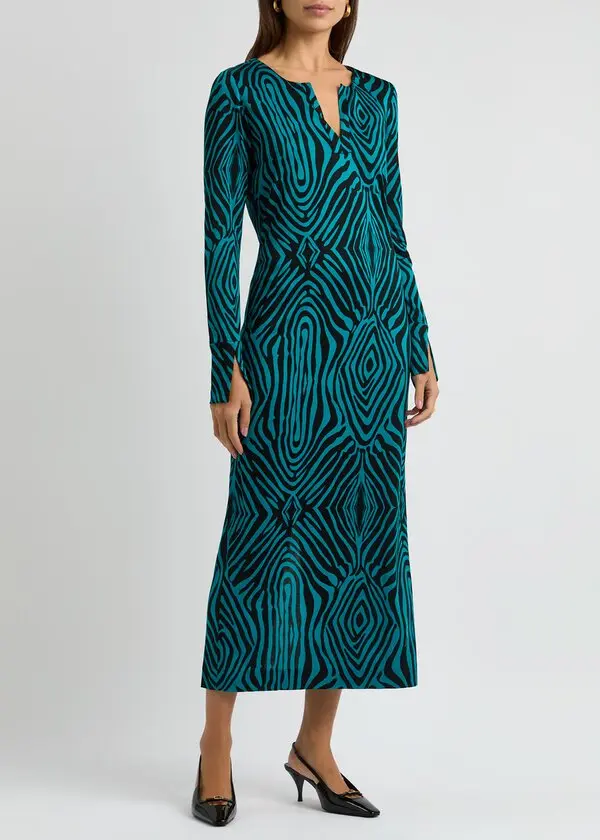 Diane Von Furstenberg Sonca Zebra-print Jersey Midi Dress