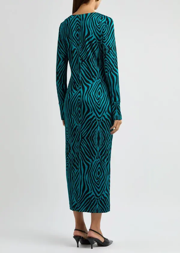 Diane Von Furstenberg Sonca Zebra-print Jersey Midi Dress