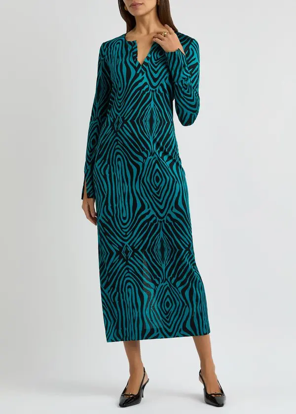 Diane Von Furstenberg Sonca Zebra-print Jersey Midi Dress
