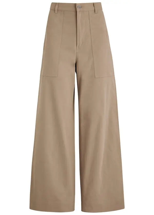 Moncler Wide-leg Stretch-cotton Trousers