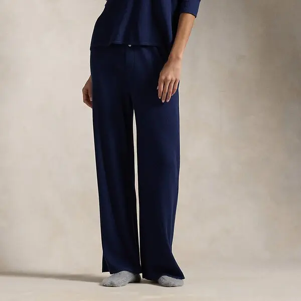 Ralph Lauren Waffle-knit Long-sleeve Pajama Set - Navy