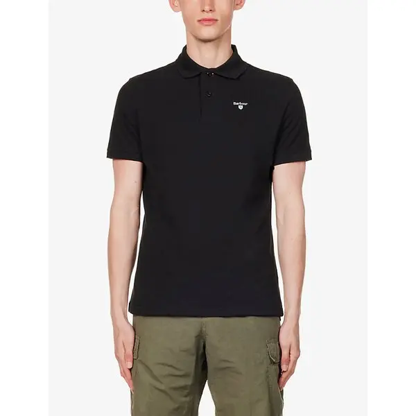 Barbour Brand-embroidered Ribbed-trim Regular-fit Cotton-piqué Polo Shirt Xxl - Black