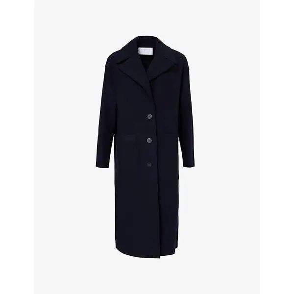 Harris Wharf London Single-Breasted Relaxed-Fit Wool Coat In Navy