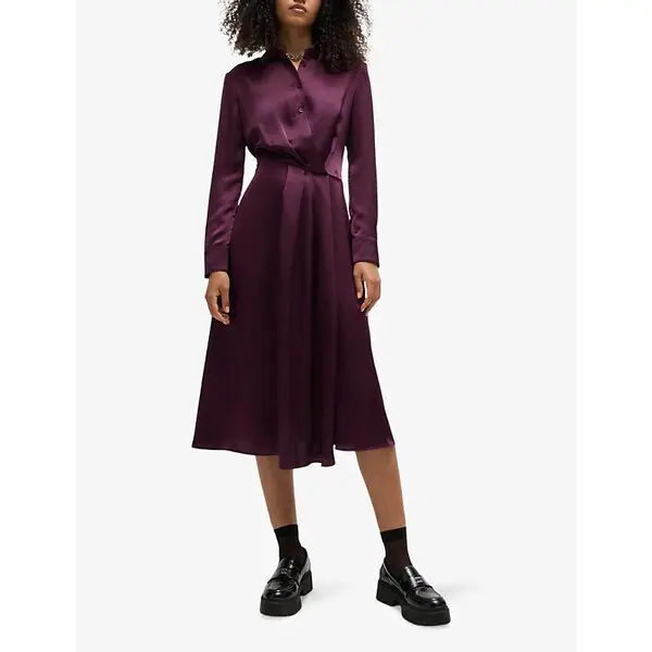 Hugo Drape-front Satin Midi Dress
