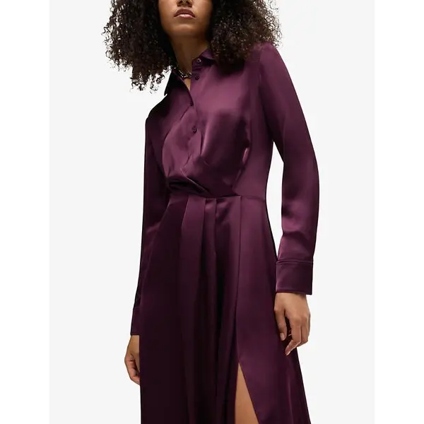 Hugo Drape-front Satin Midi Dress
