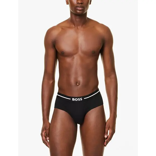 BOSS Branded Waistband Stretch-cotton Briefs Xxl - Black